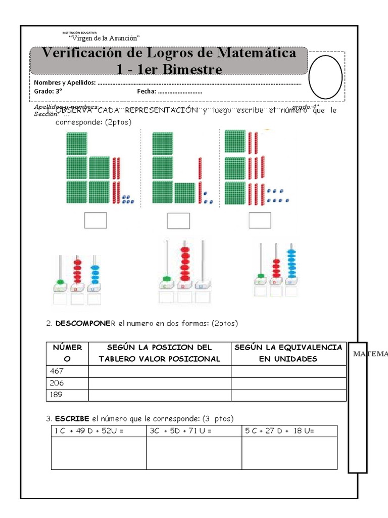 Exa 1-Bim Mat-1 | PDF | Hogar, jardinería y bricolaje | Informática