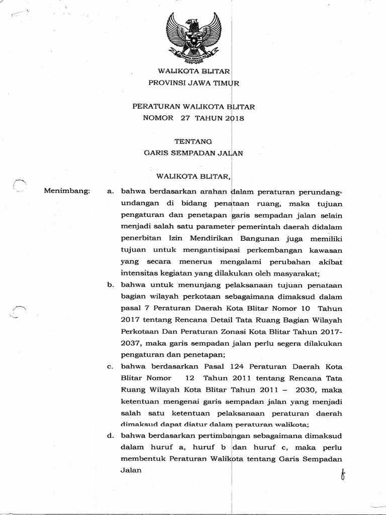 Perwali Garis Sempadan Jalan | PDF