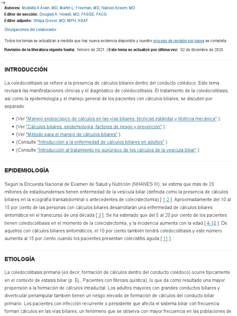 Coledocolitiasis: Síntomas y Diagnóstico | PDF | Cirrosis ...
