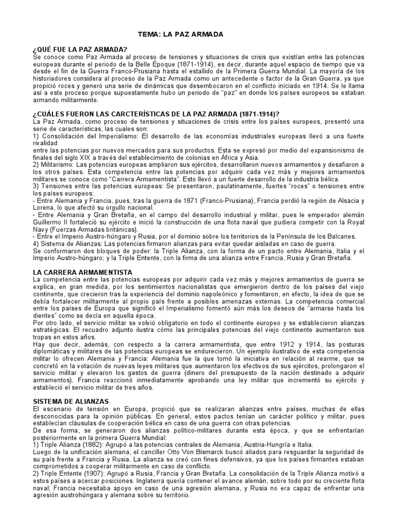 La Paz Armada - CCSS - 4° | PDF