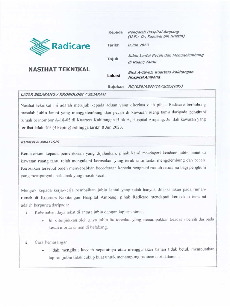 2023 (095) - Jubin Lantai Pecah Dan Mengelembung Di Ruang Tamu Rumah ...