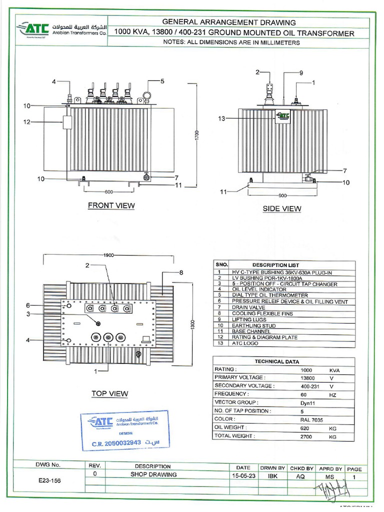 1000 Kva Lid Mounted Transformer | PDF
