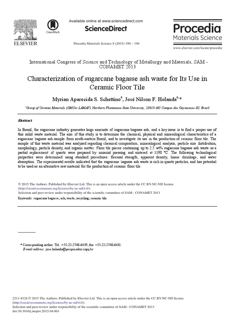 3.sugar Cane Baggase Ash Waste in Tiles | PDF | Sugarcane | Sintering
