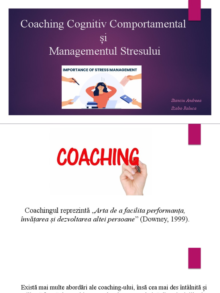 Coaching Cognitiv-Comportamental Și Managementul Stresului. Prezentare ...