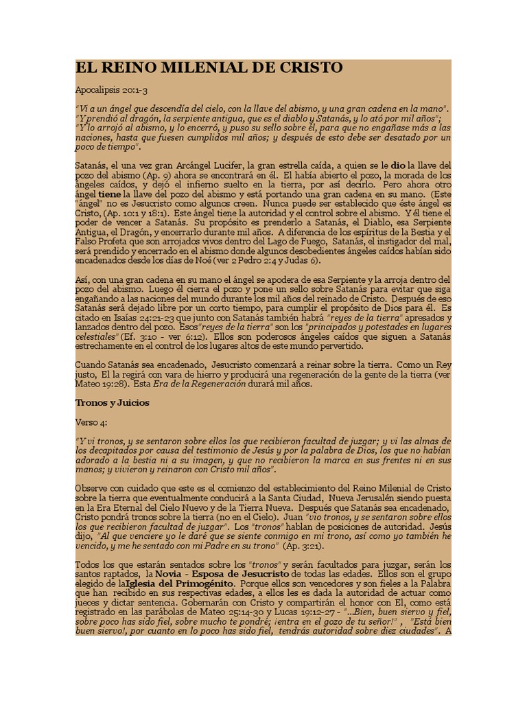 El Reino Milenial de Cristo | PDF El Reino Milenial de Cristo | PDF