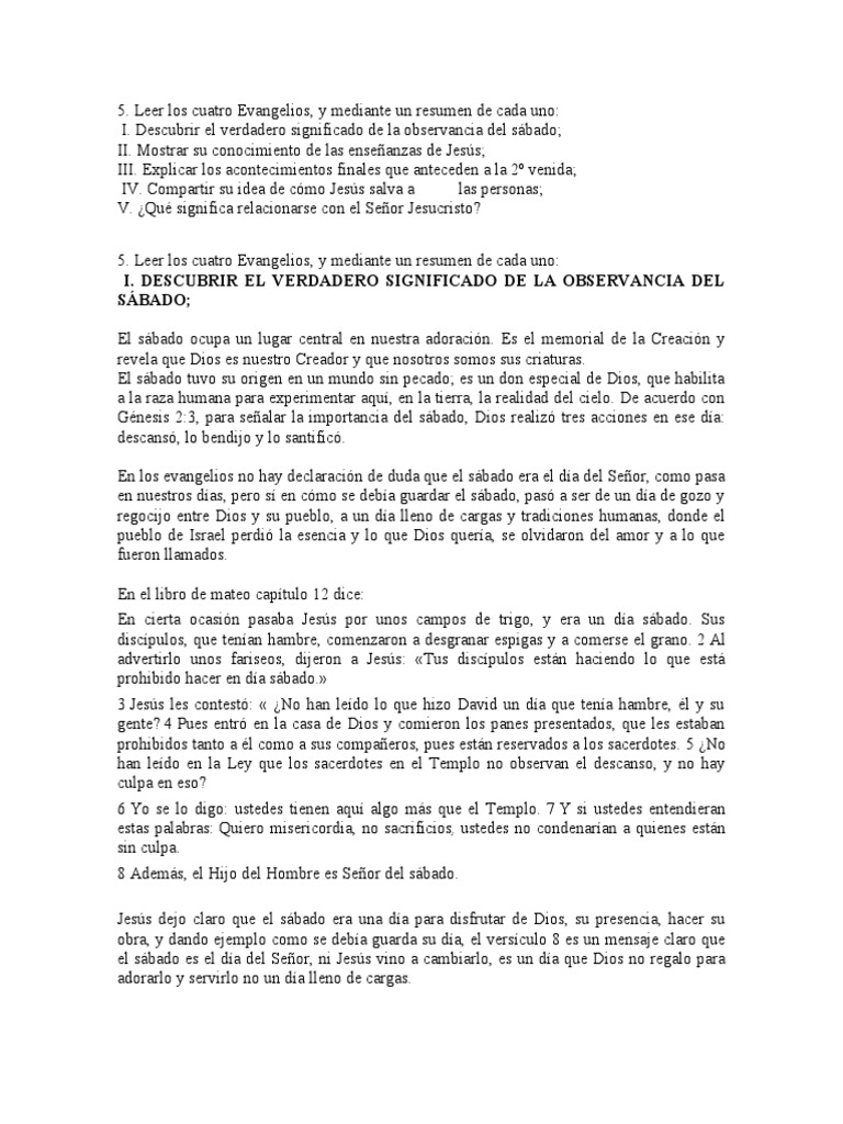 Resumen de los Cuatro Evangelios | PDF | Religión y espiritualidad