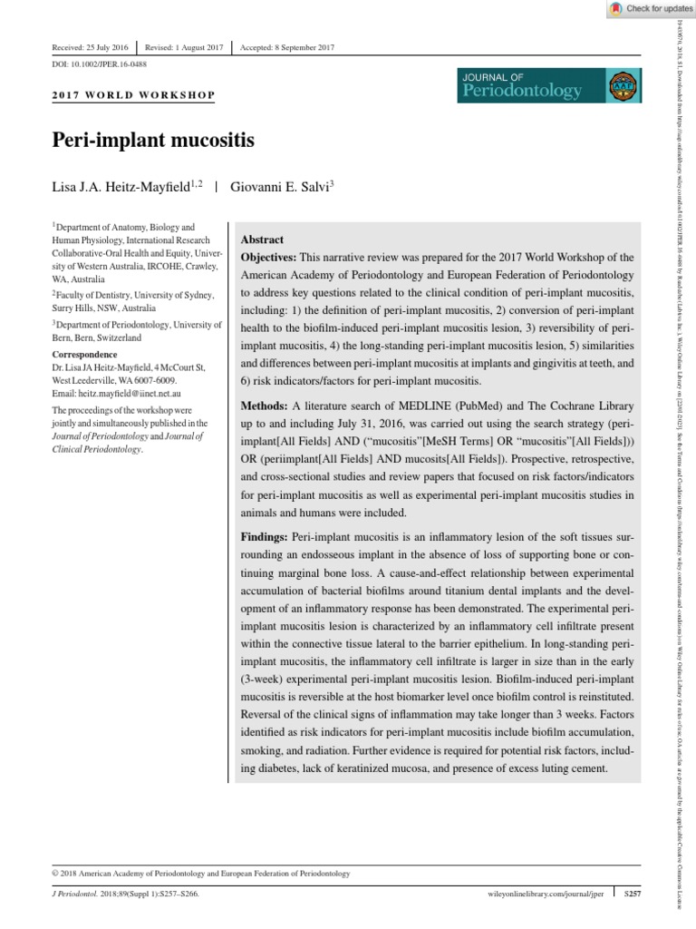 Peri-Implant Mucositis | PDF | Dental Implant | Periodontology