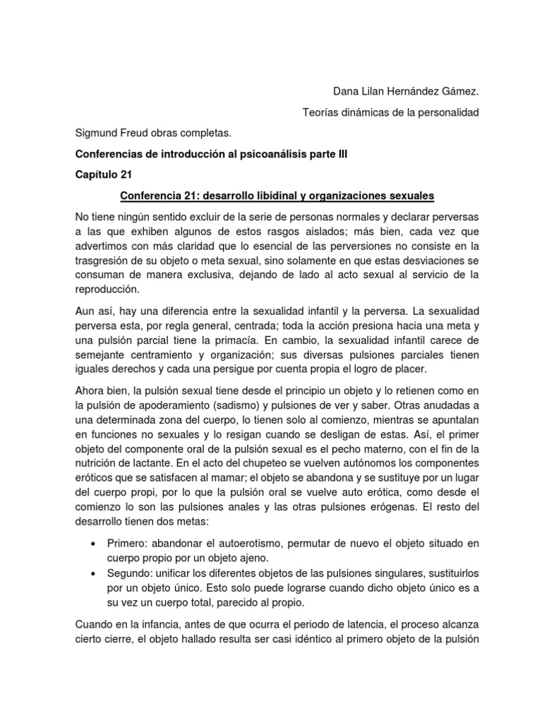 Desarrollo libidinal y sexualidad | PDF | Teoría psicoanalítica ...