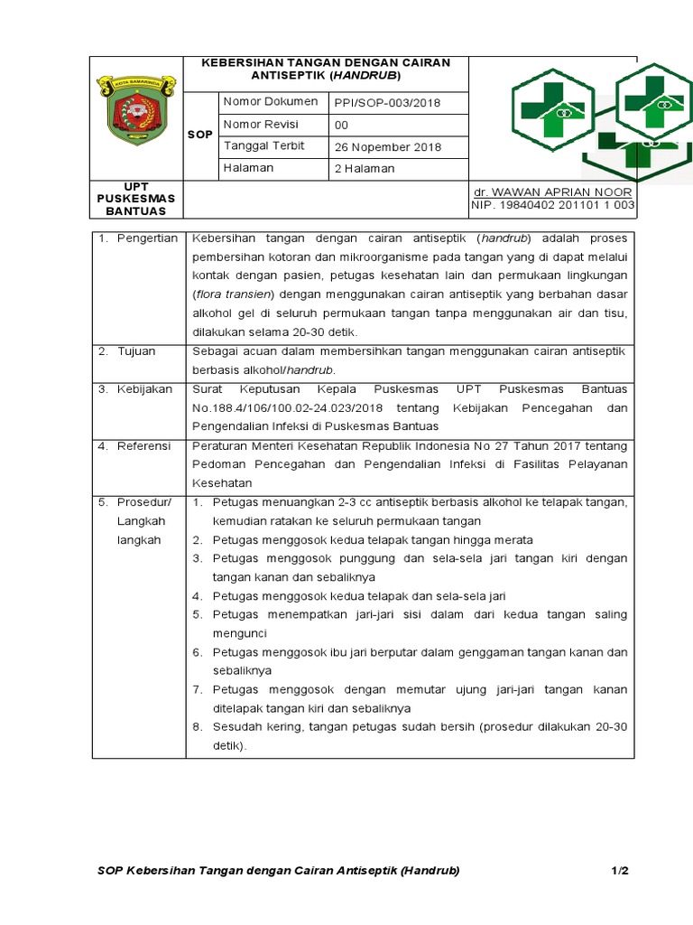 Sop Hand Hiegine (Handruft) | PDF