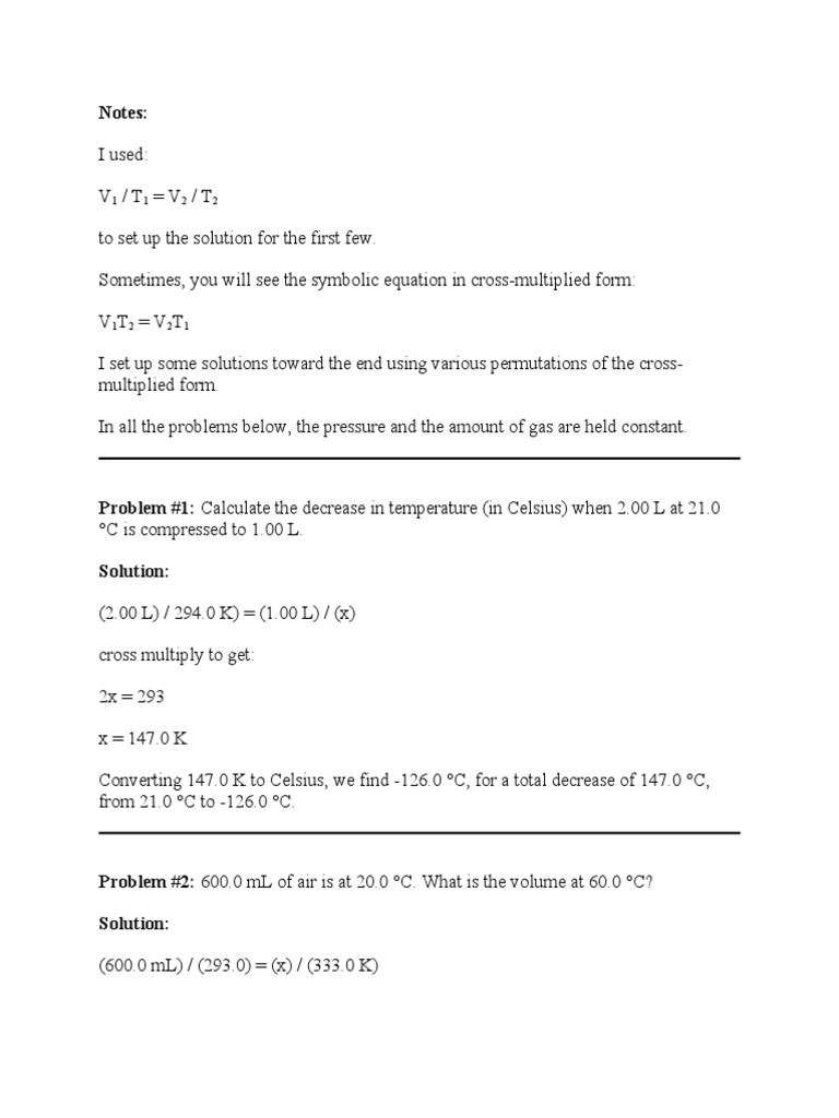 Answer in Charles Law | PDF | Gases | Temperature