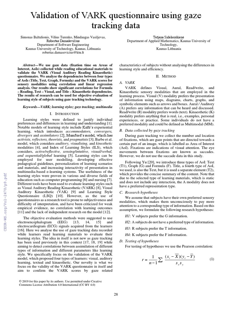 Vark Learning Style Tracking Data | PDF | Learning Styles | Regression Analysis