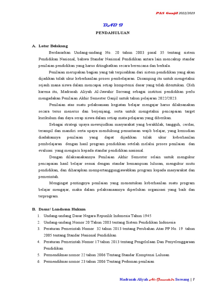 Program Kerja PAS 2022 Fix | PDF