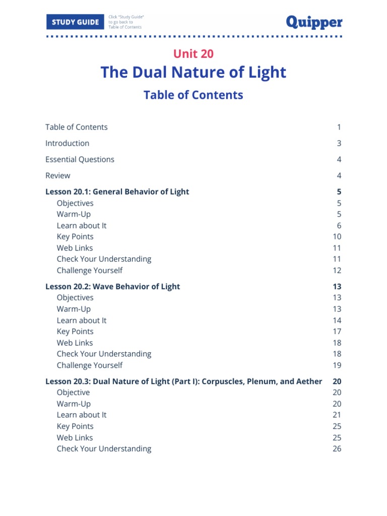 PS SHS Unit 20 The Dual Nature of Light (Study Guide) | PDF | Light ...