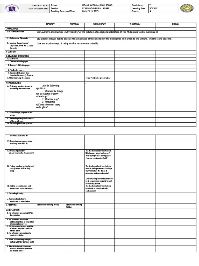 DLP Grade 7 Week-2 | PDF | Learning | Teachers