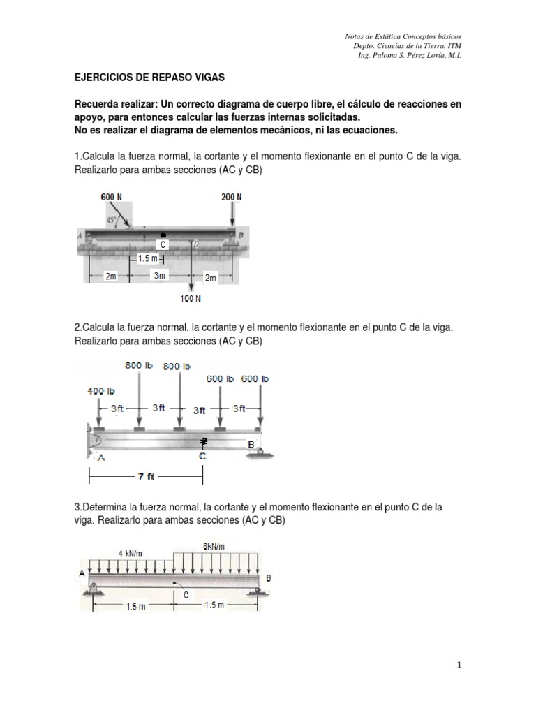 Ejercicios de Repaso Estática | PDF | Viga (Estructura) | Braguero