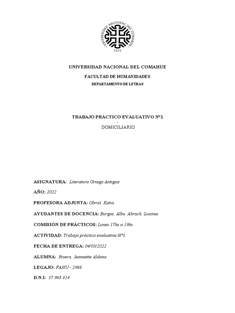 Carátula Trabajos Prácticos | PDF
