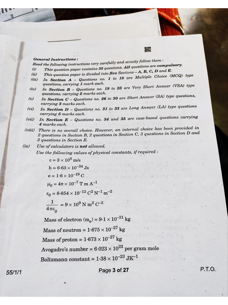 Physics Cbse 2023 12 Boards | PDF