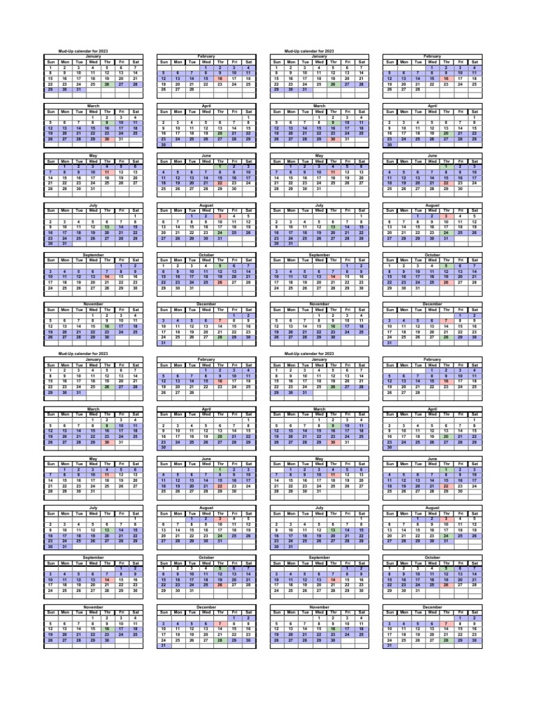 Mud-Up Calendar 2023 Overview | PDF