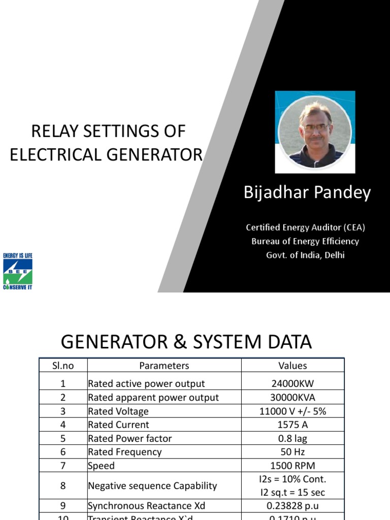 Relay Settings of Electrical Generator | PDF | Relay | Electric Generator