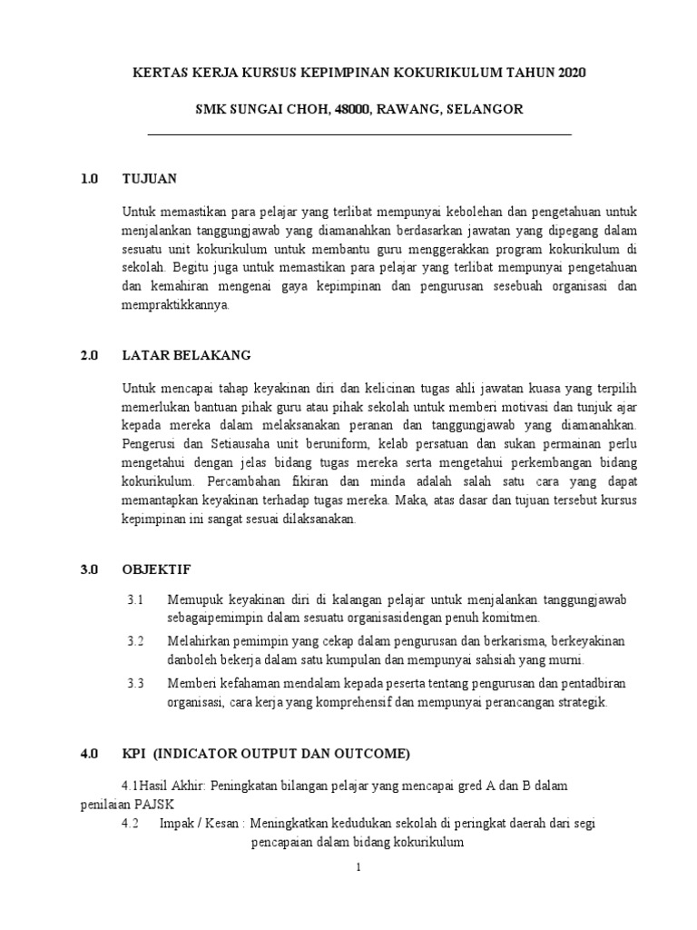 Kursus Kepimpinan SMK 2020 | PDF