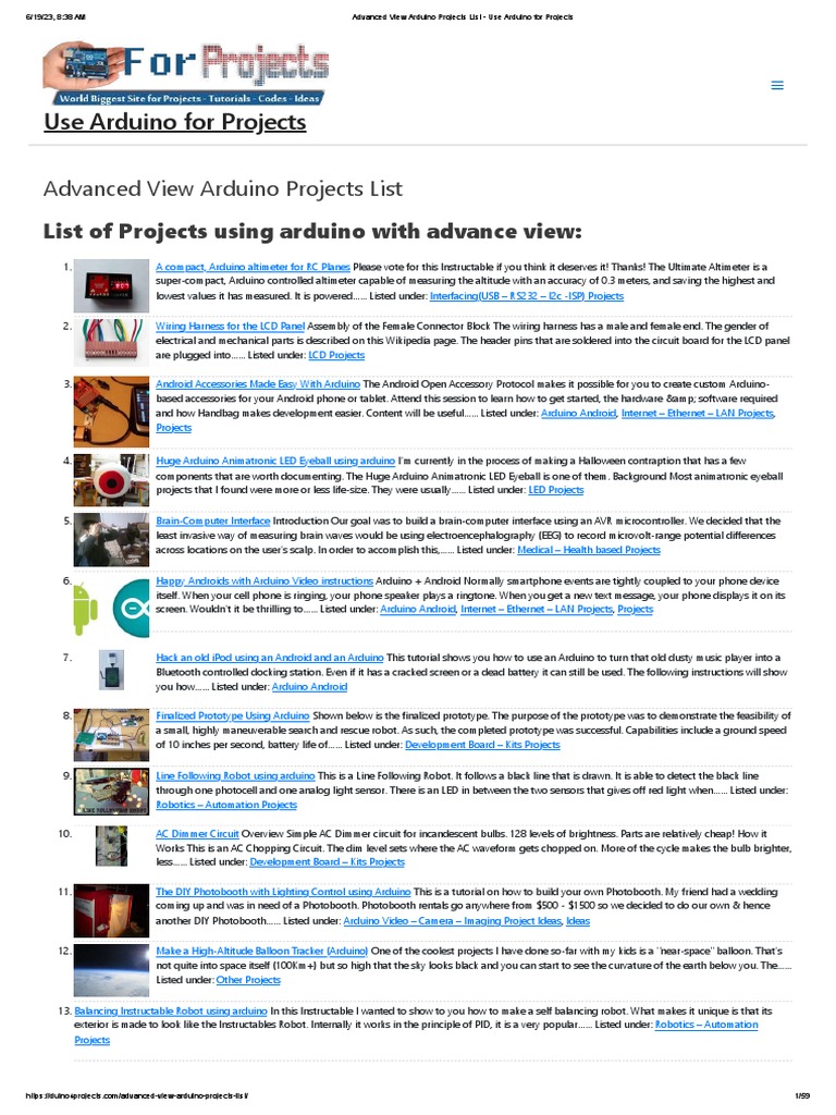 Advanced View Arduino Projects List Use Arduino For Projects Pdf Arduino Wi Fi