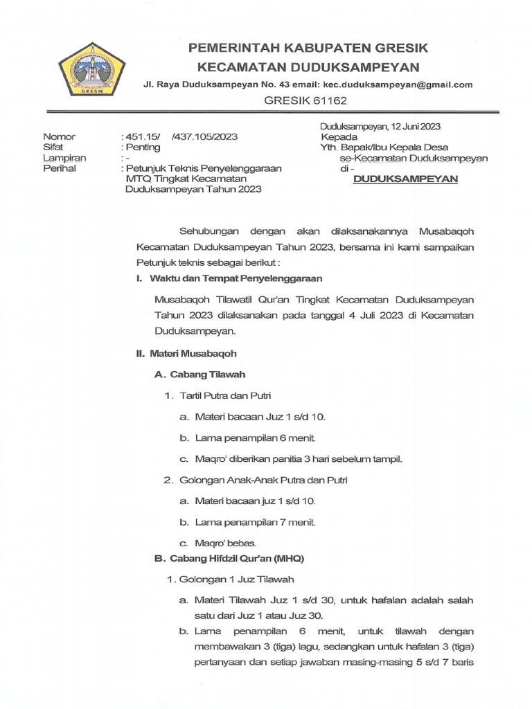 Juknis MTQ 2023 | PDF