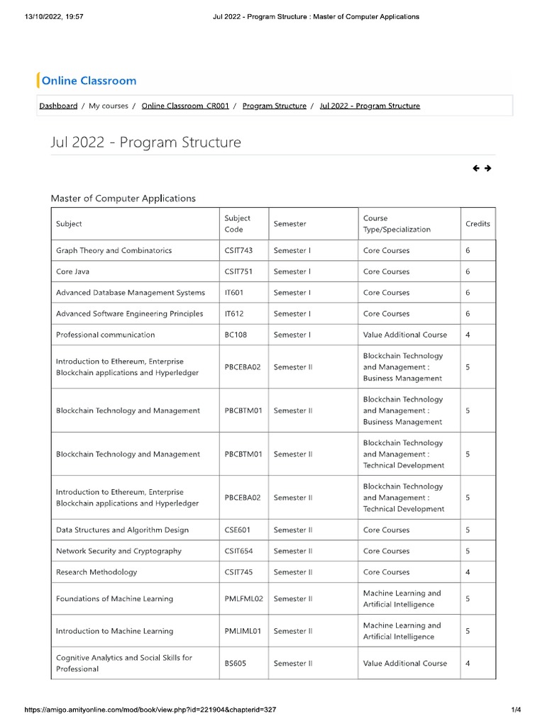 Program Structure MCA | PDF