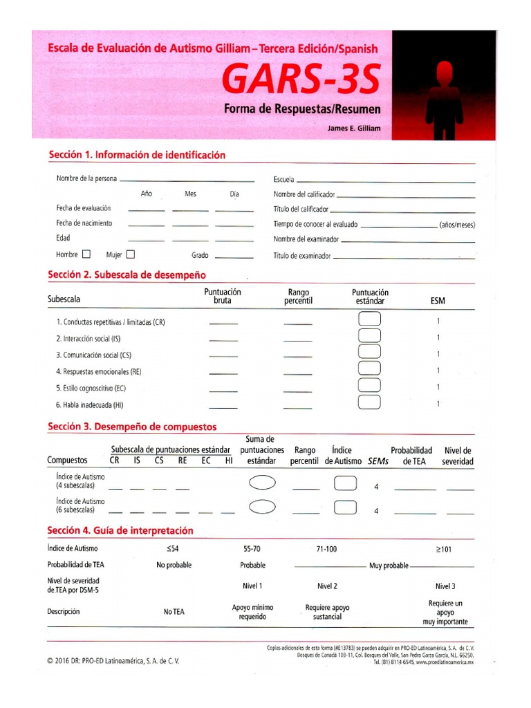 GARS-3S Forma de Respuesta-Resumen | PDF