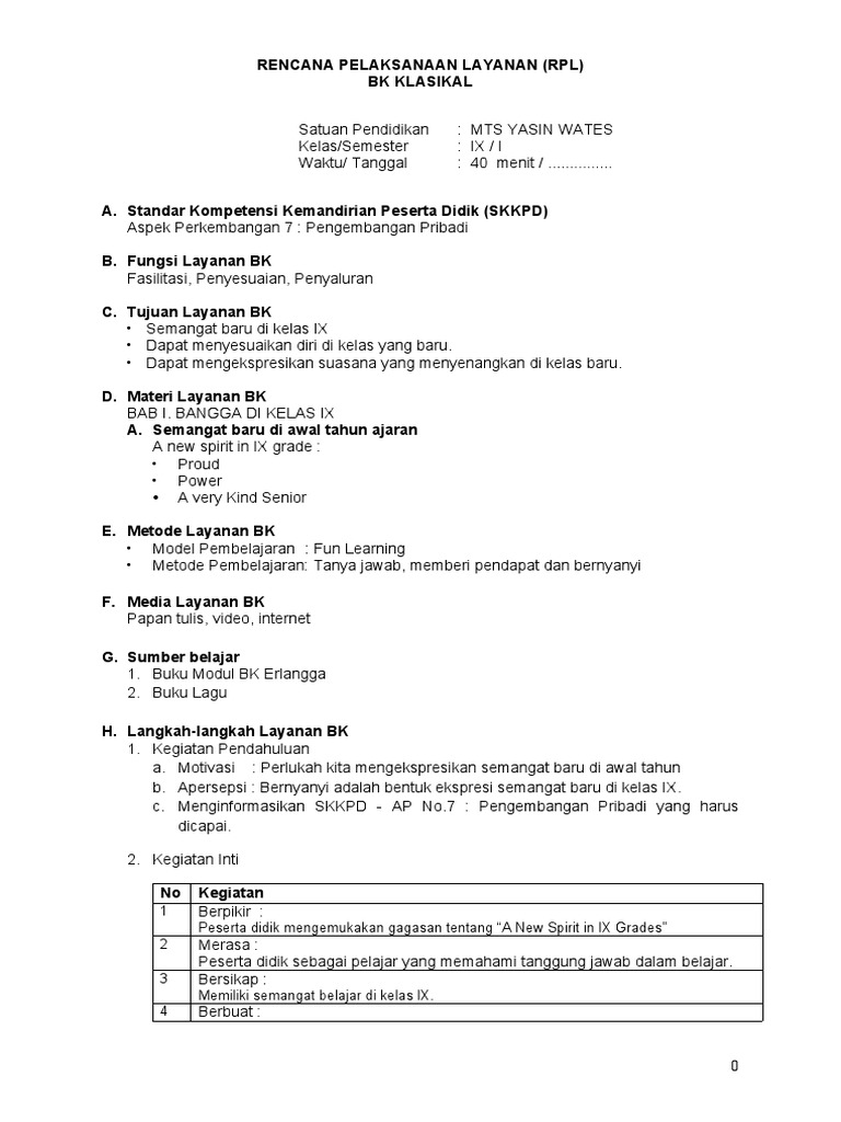 4 RPL BK Klasikal Ix Semester I | PDF