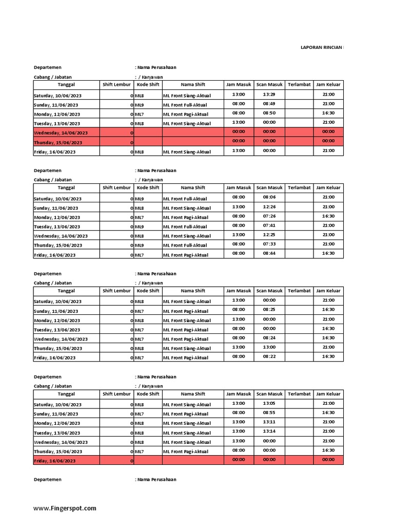 Rekap Absen Mbah Lincah 10062023 - 16062023 Aktual | PDF