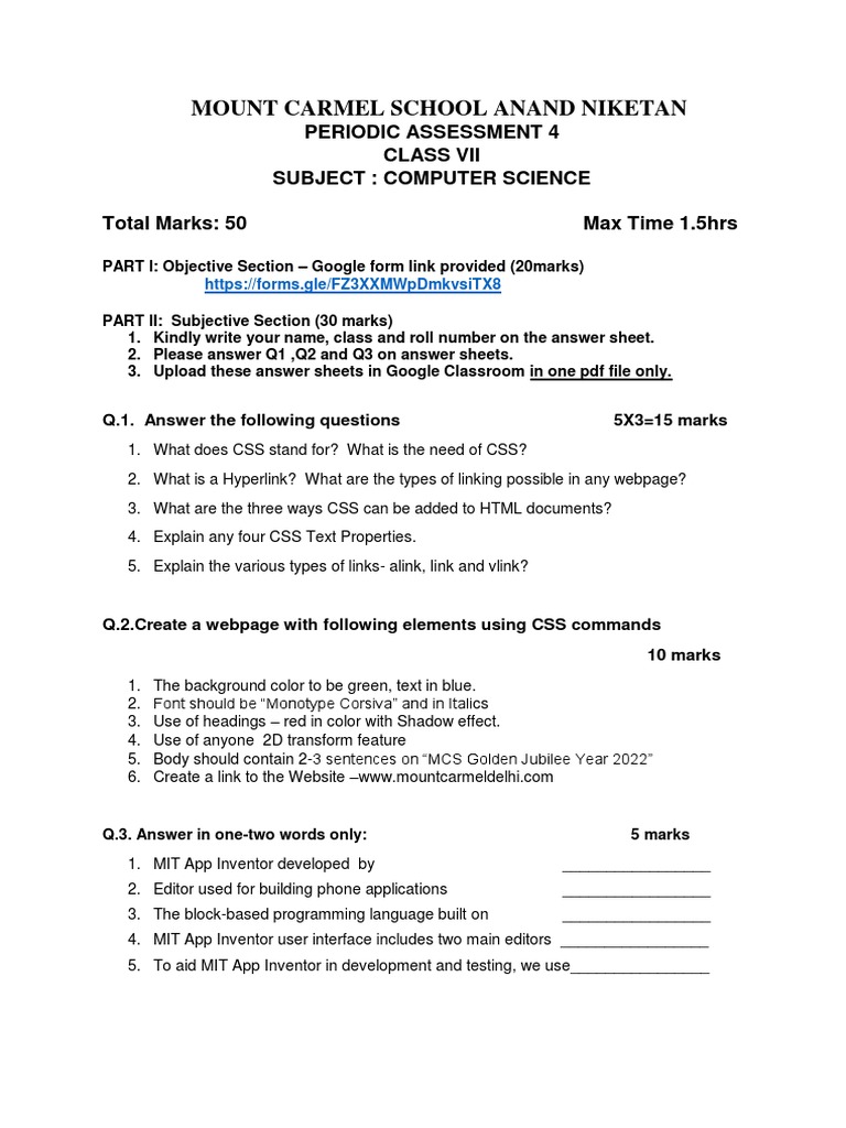 Class 7 Final Term Pdf 