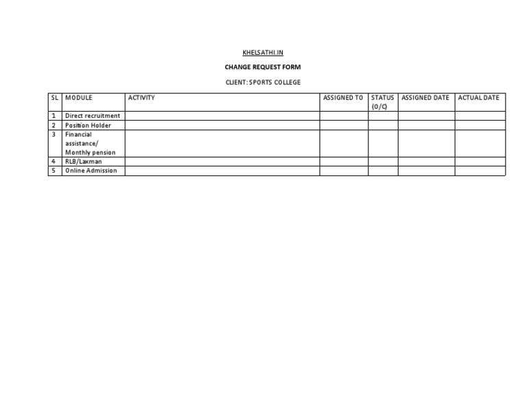 Change Req Status Sheet | PDF Change Req Status Sheet | PDF