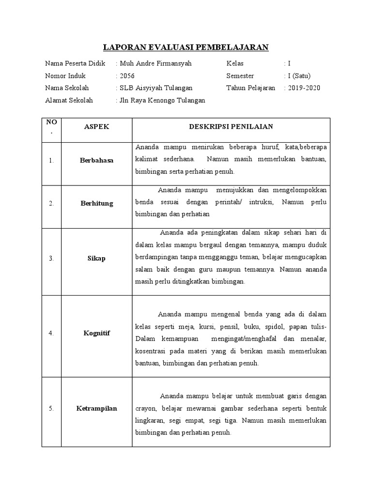 Evaluasi Pembelajaran Muh Andre Firmansyah | PDF | Kesehatan Holistik