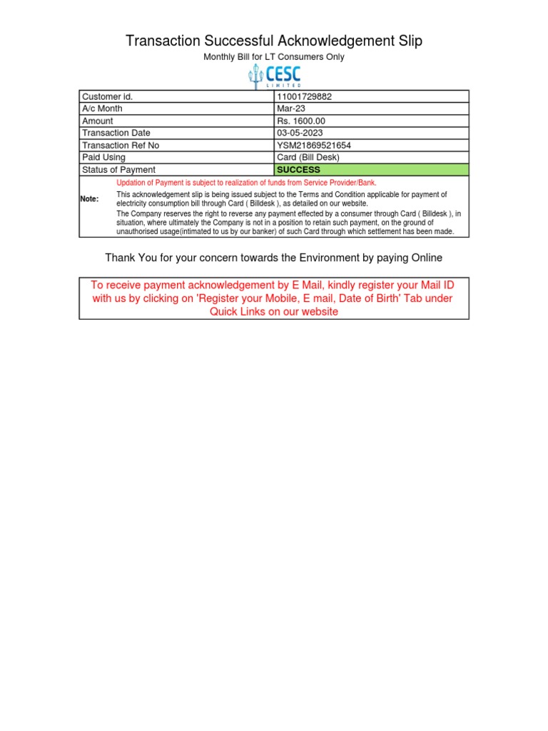 Cesc Bill Receipt 03-23 | PDF