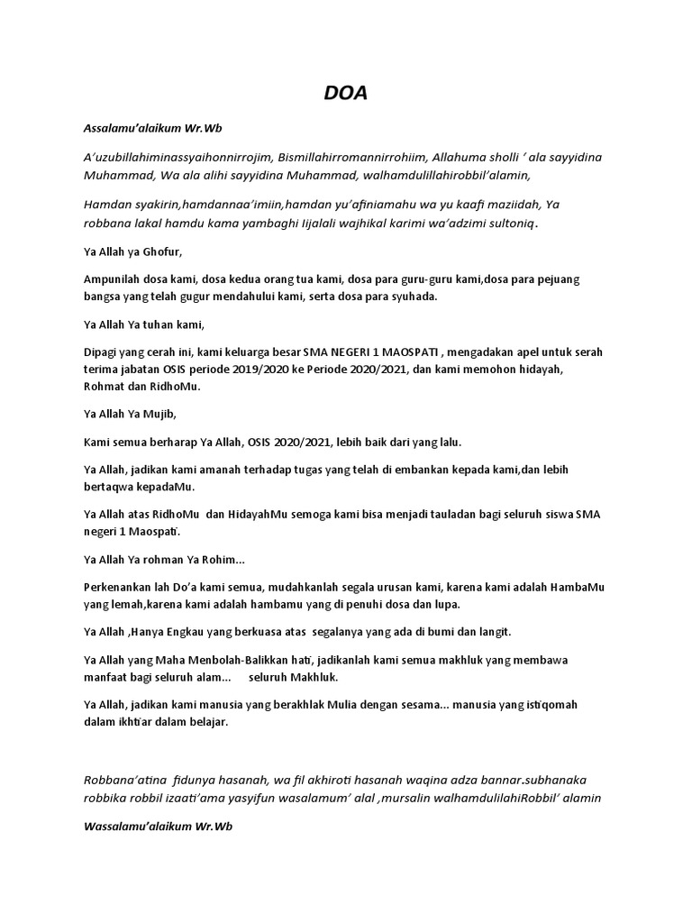 Doa Sertijab | PDF | Agama & Spiritualitas