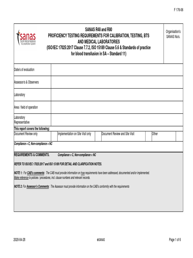 SANAS Proficiency Testing Compliance Report | PDF | Regulatory Compliance