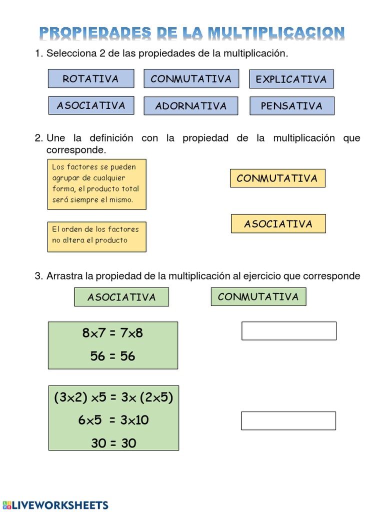 Propiedades Multiplicacion Fichas | PDF