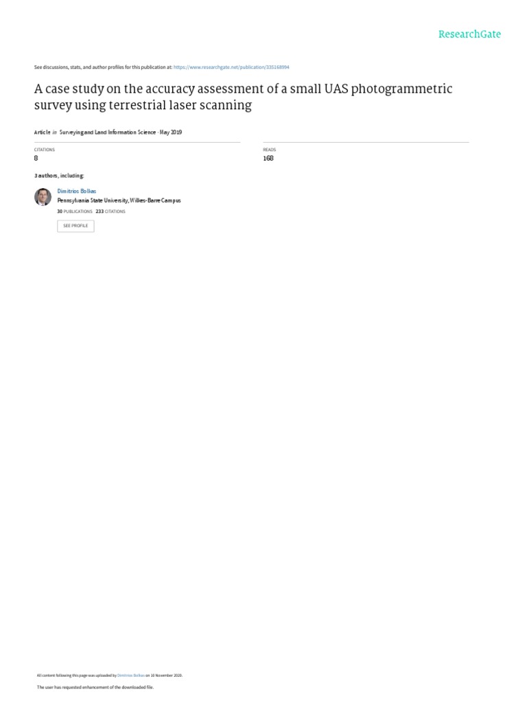 A Case Study On The Accuracy Assessment of A Small UAS Photogrammetric Survey Using Terrestrial ...