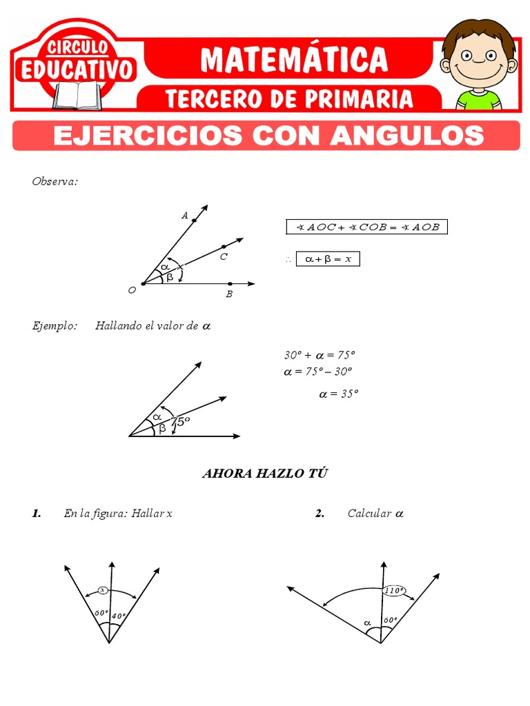 Ejercicios Con Angulos para Tercero de Primaria | PDF