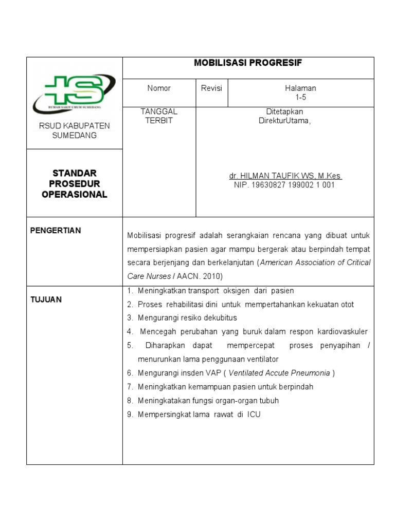 SPO Mobilisasi Progresif Level 1 | PDF