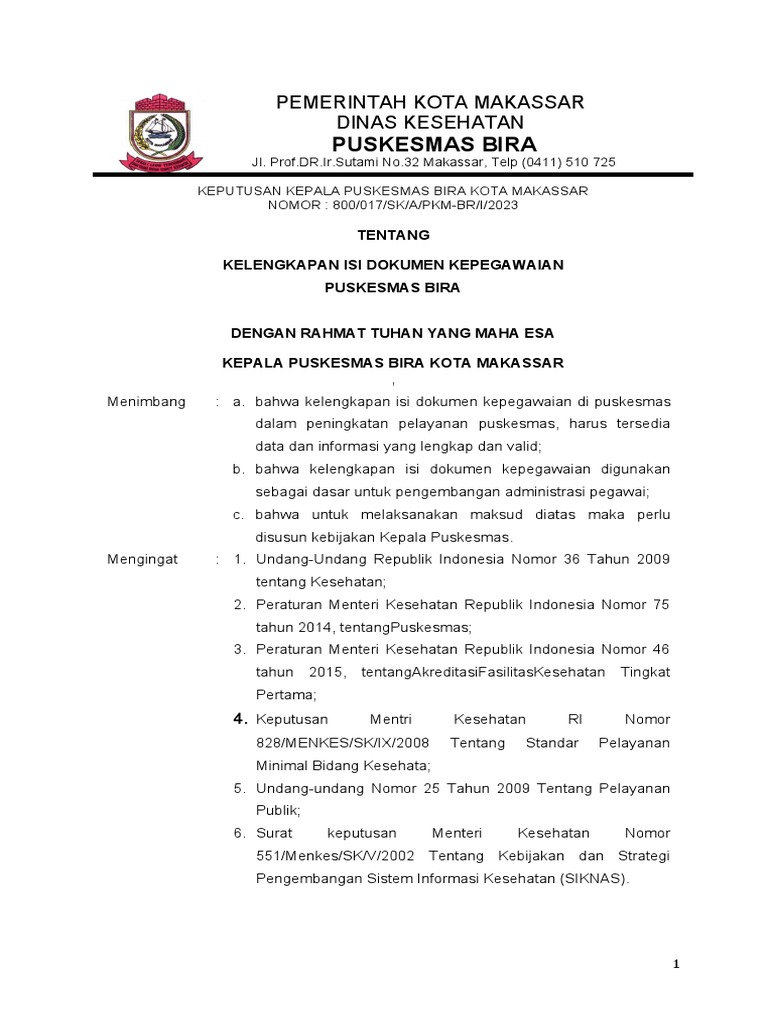 134a.1 SK KELENGKAPAN ISI DOKUMEN KEPEGAWAIAN | PDF | Sains & Matematika