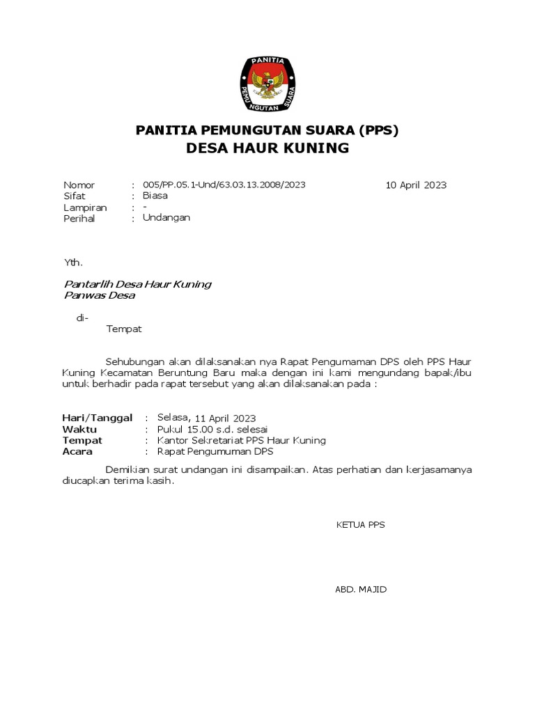 Contoh Rapat Pengumuman DPS | PDF Contoh Rapat Pengumuman DPS | PDF