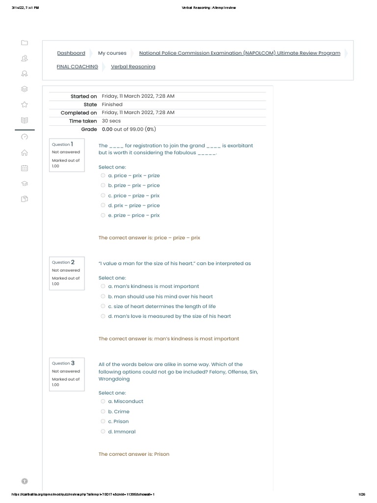 3.verbal Reasoning - Attempt Review | PDF
