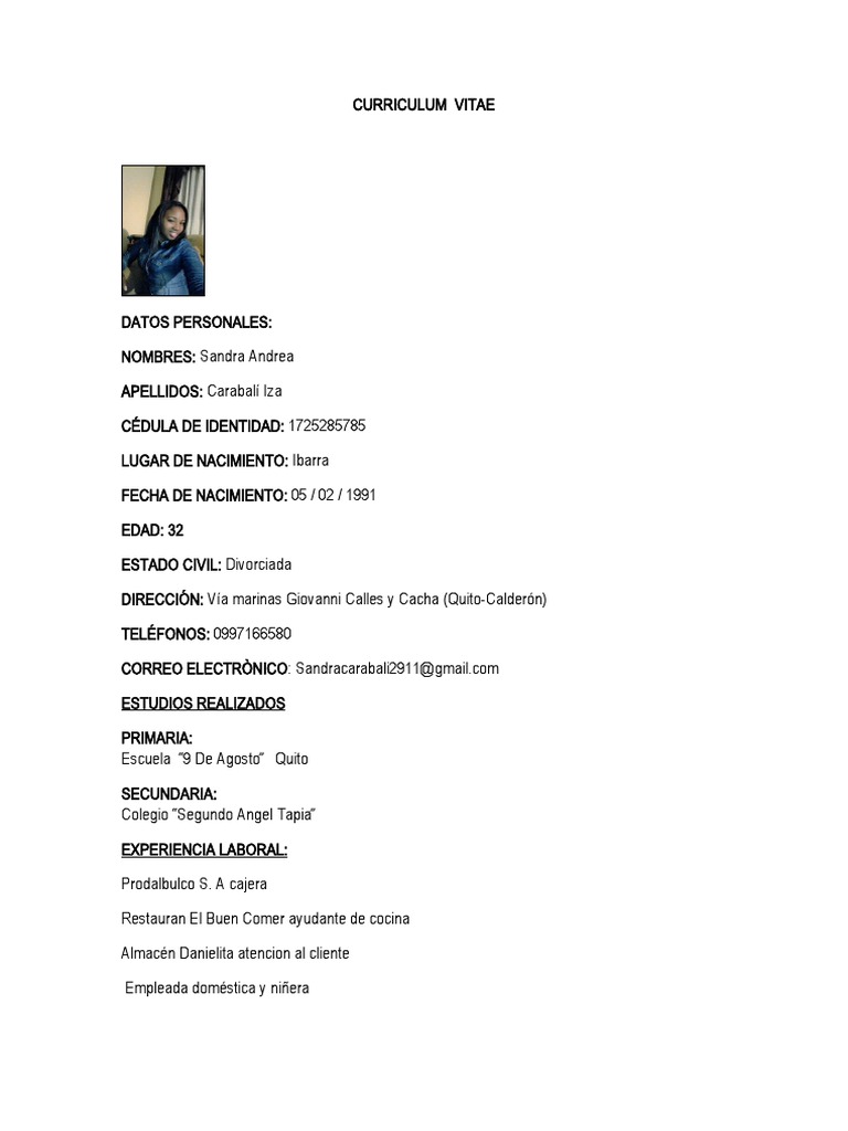 Sandra Carabali Curriculum-1 | PDF