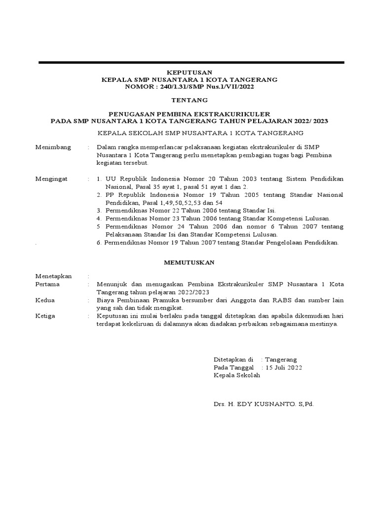 SK Pembina Eskul | PDF