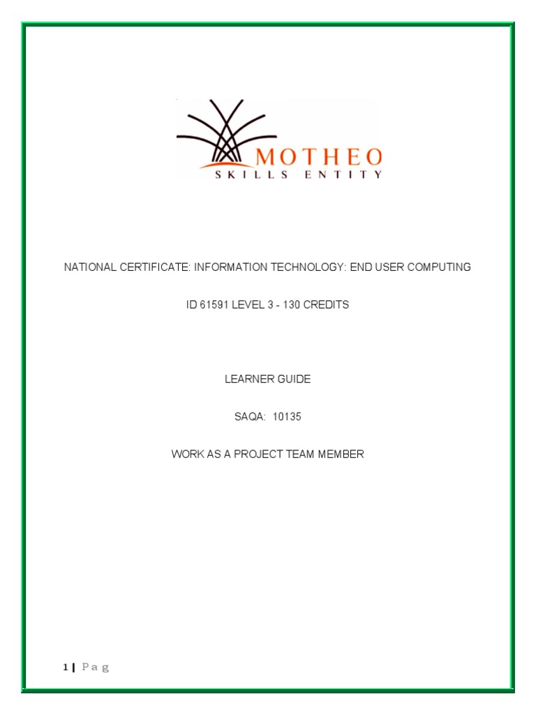 SAQA - 10135 - Learner Guide | PDF | Motivational | Motivation