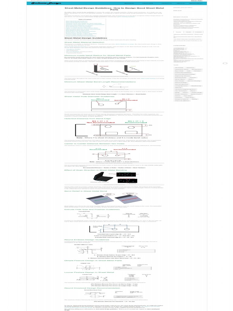 Sheet Metal Design Guidelines | PDF