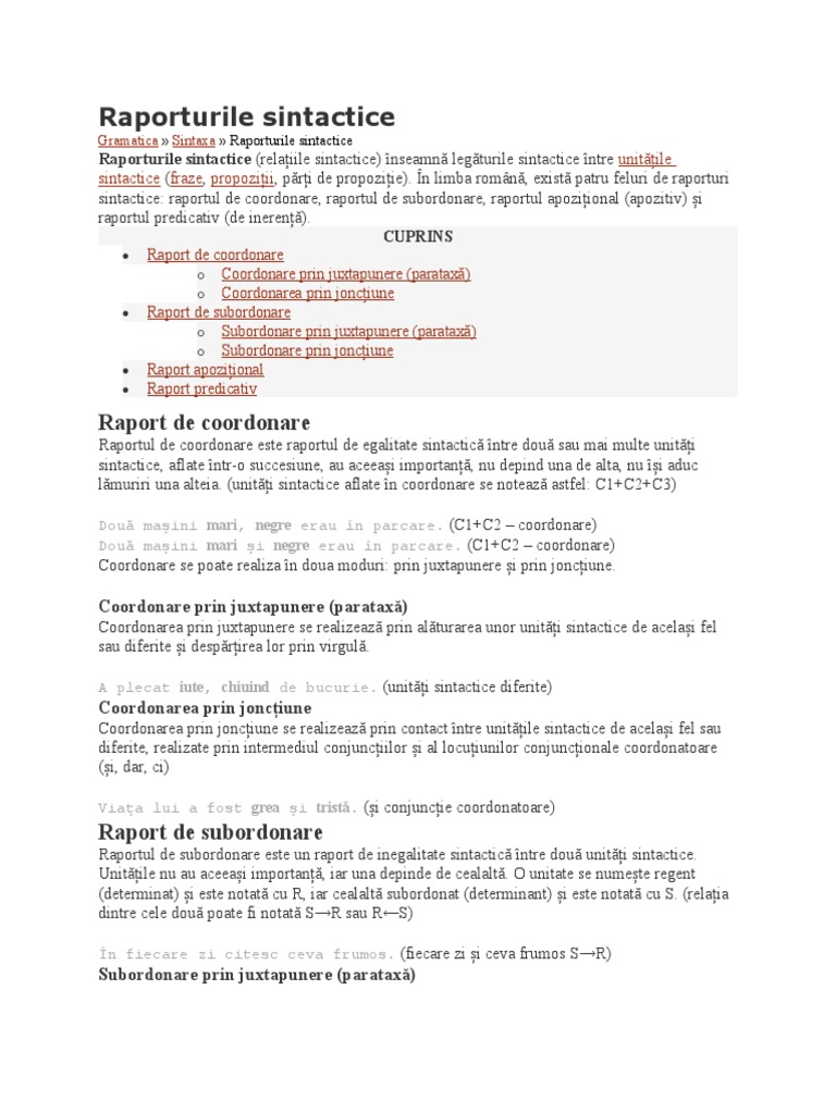 Raporturile sintactice | PDF