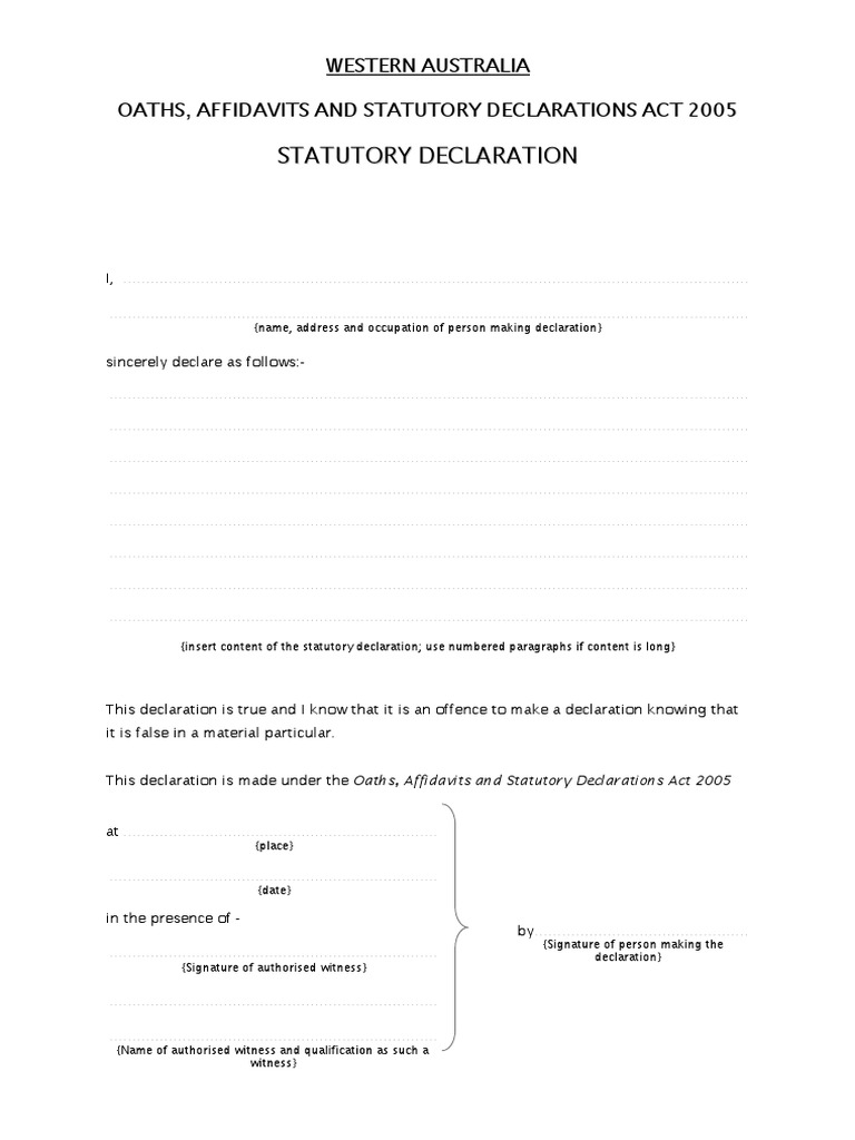 Statutory Declaration | PDF | Justice Of The Peace | Justice