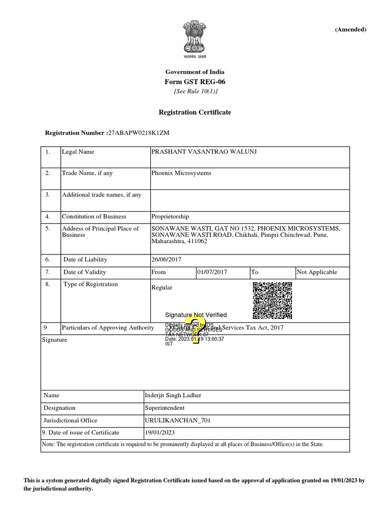 GST Certificate - Phoenix | PDF | Sole Proprietorship | Justice